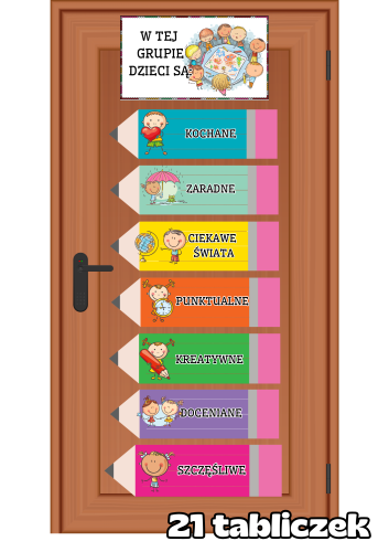 Kredki Z Napisami- W tej klasie/grupie/ sali/ świetlicy dzieci są ...